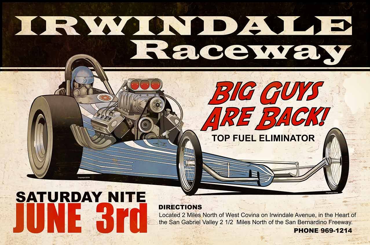 Irwindale Raceway Drag Racing Sign | Garage Art™